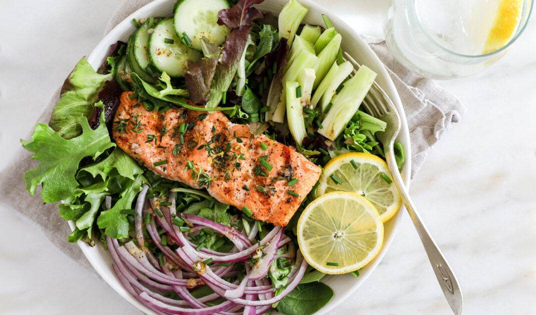 Recipe: Grilled Salmon Spring Salad with Lemon Thyme… | MOBE